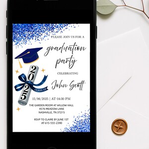 Graduation Party Invitation, Class of 2025 Invite, Blue Graduation ...
