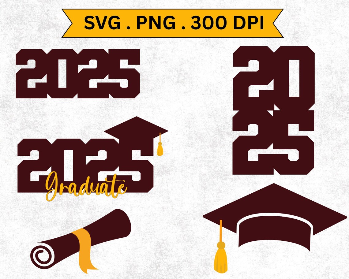 Class of 2025 Graduation SVG Clipart Bundle: DIY Party Decor (digital ...