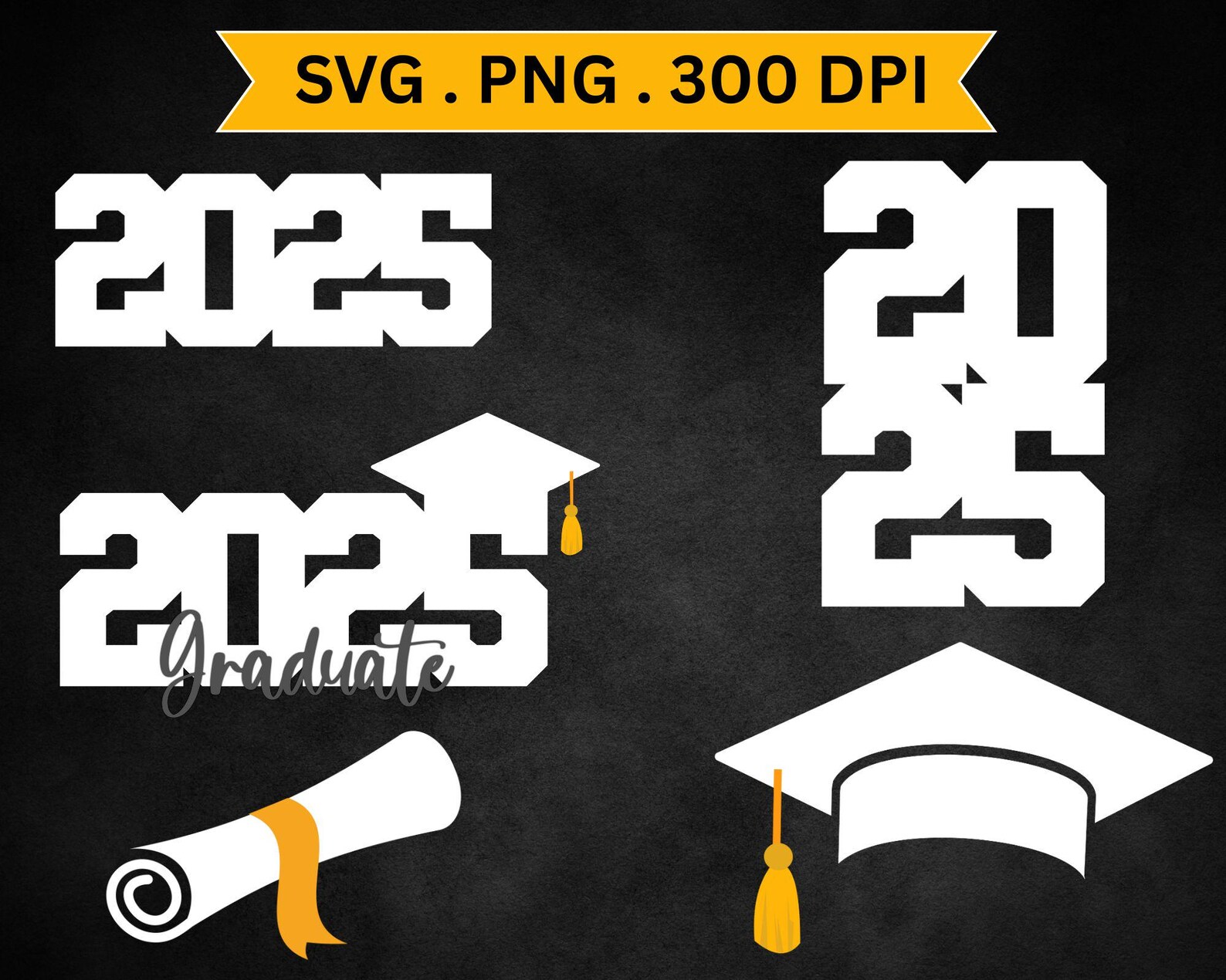 Class of 2025 Graduation SVG Clipart Bundle: DIY Party Decor (digital ...