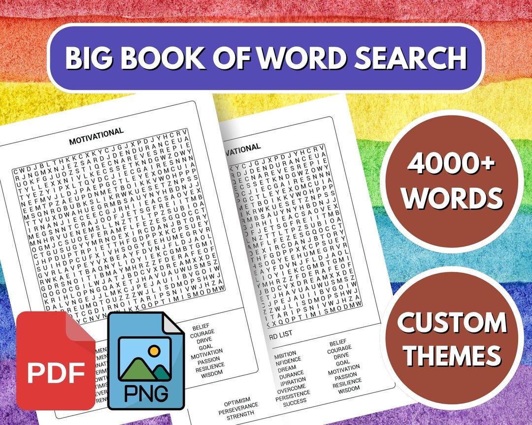 200 Themed Word Search Puzzles: Printable Activity Book With Solutions ...