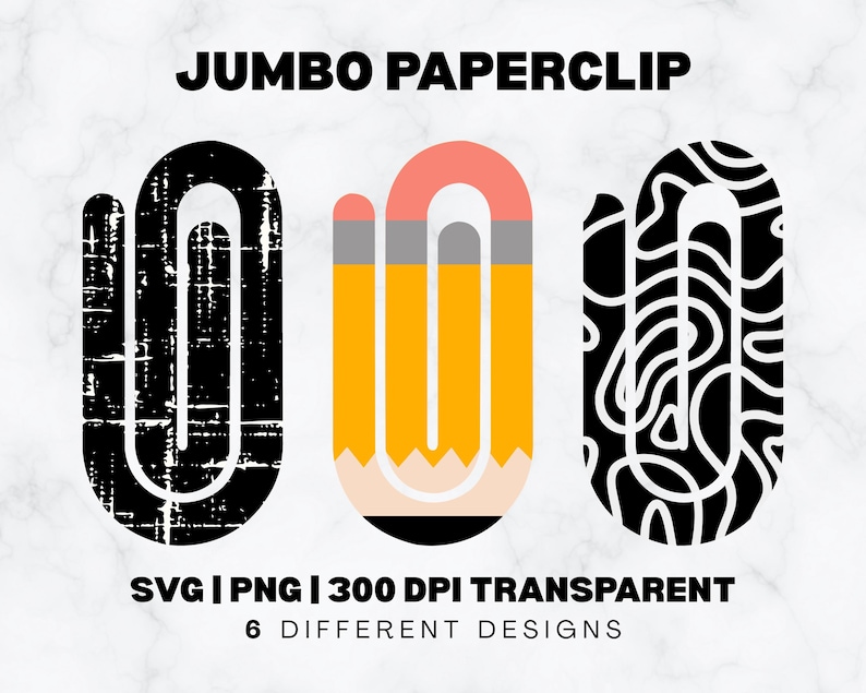 School Supplies Clipart Bundle: Jumbo Paperclip, Pencil, Notebook (PNG ...