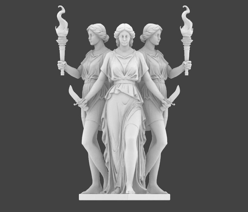 Classic Hecate Goddess Statue STL – 3D Printable Greek Deity Sculpture ...