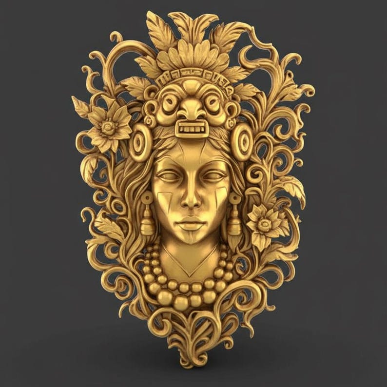 Ixchel Wall Relief STL File | 3D Printable Mayan Goddess Bas-relief ...