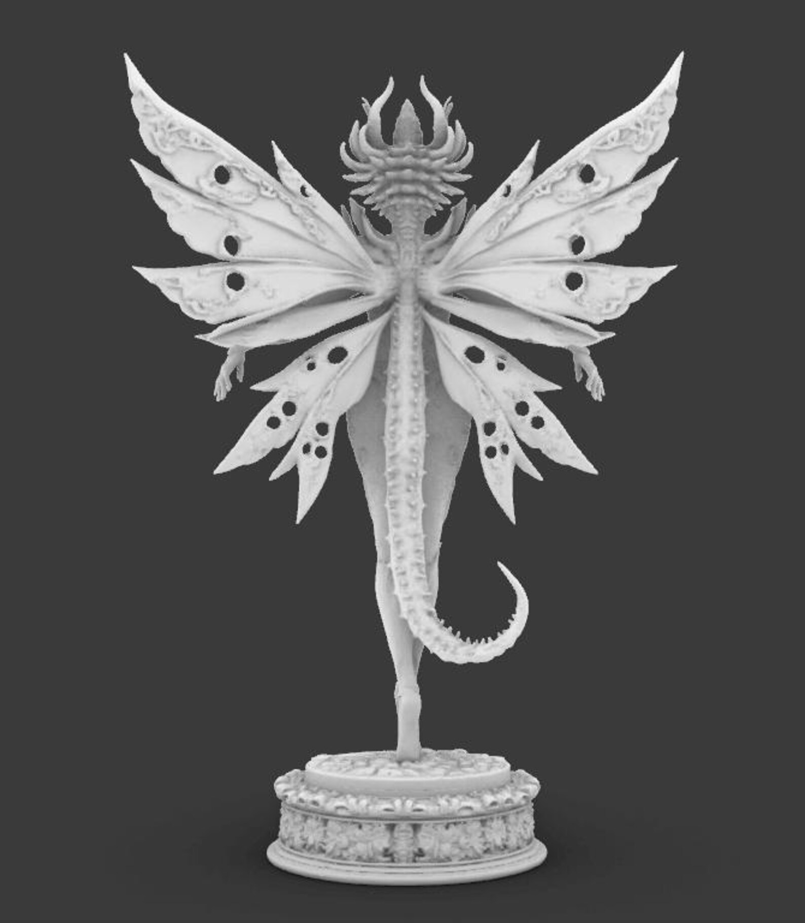 Demonic Fairy Statue STL | Dark Fantasy Winged 3D Print Model Digital ...