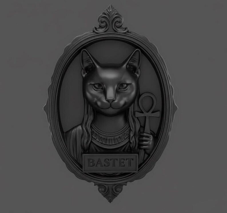 Bastet Wall Decor STL File | Egyptian Cat Goddess 3D Relief | Mythology ...