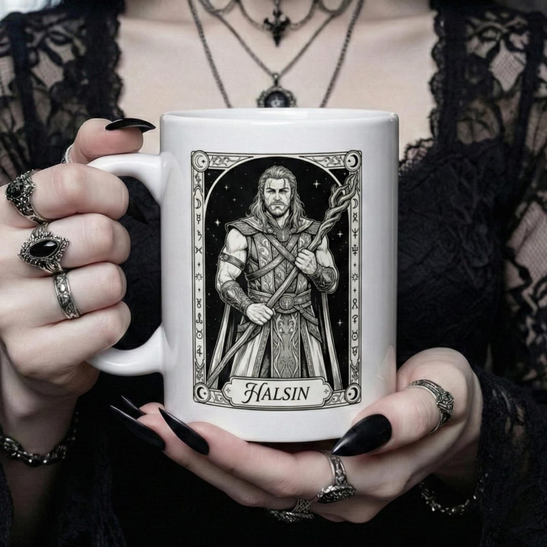 Halsin Tarot Card Mug, BG3 Druid Cup, Bear Form Art, High Elf Archdruid ...