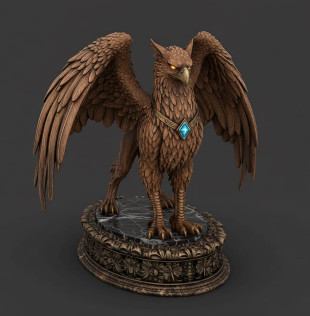 Gryphon Statue STL | Mythical Guardian Creature 3D Print Model Digital ...