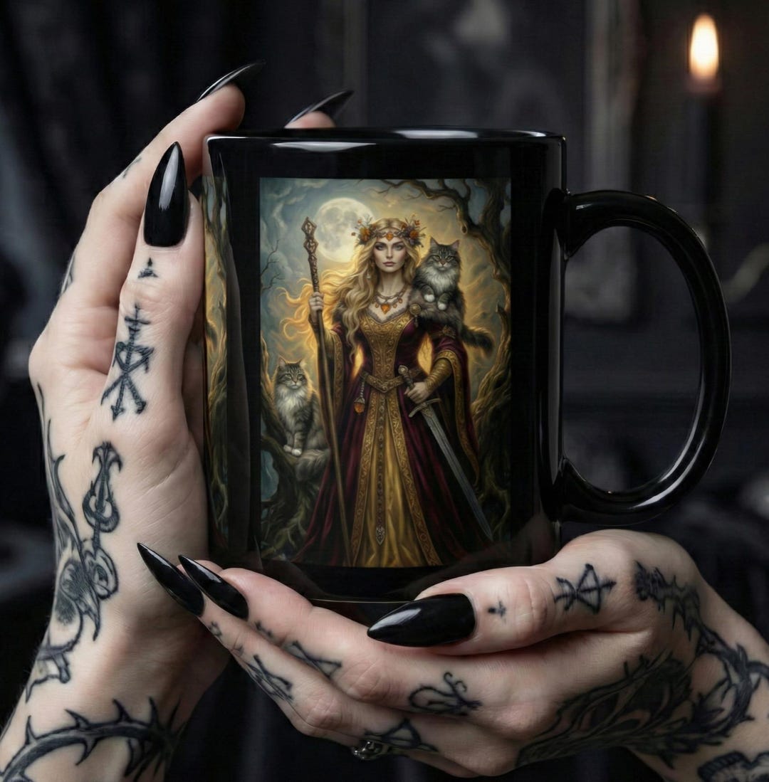 Freya Goddess Mug, Norse Mythology Art, Viking Gift, Valkyrie Coffee ...