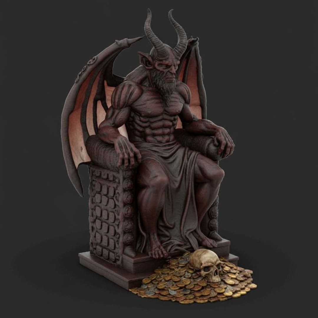 Mammon on Throne Statue STL File – 3D Printable Demon of Wealth and ...