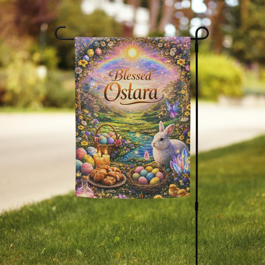 Blessed Ostara Garden Flag, Pagan Spring Equinox Wall Art, Celtic ...