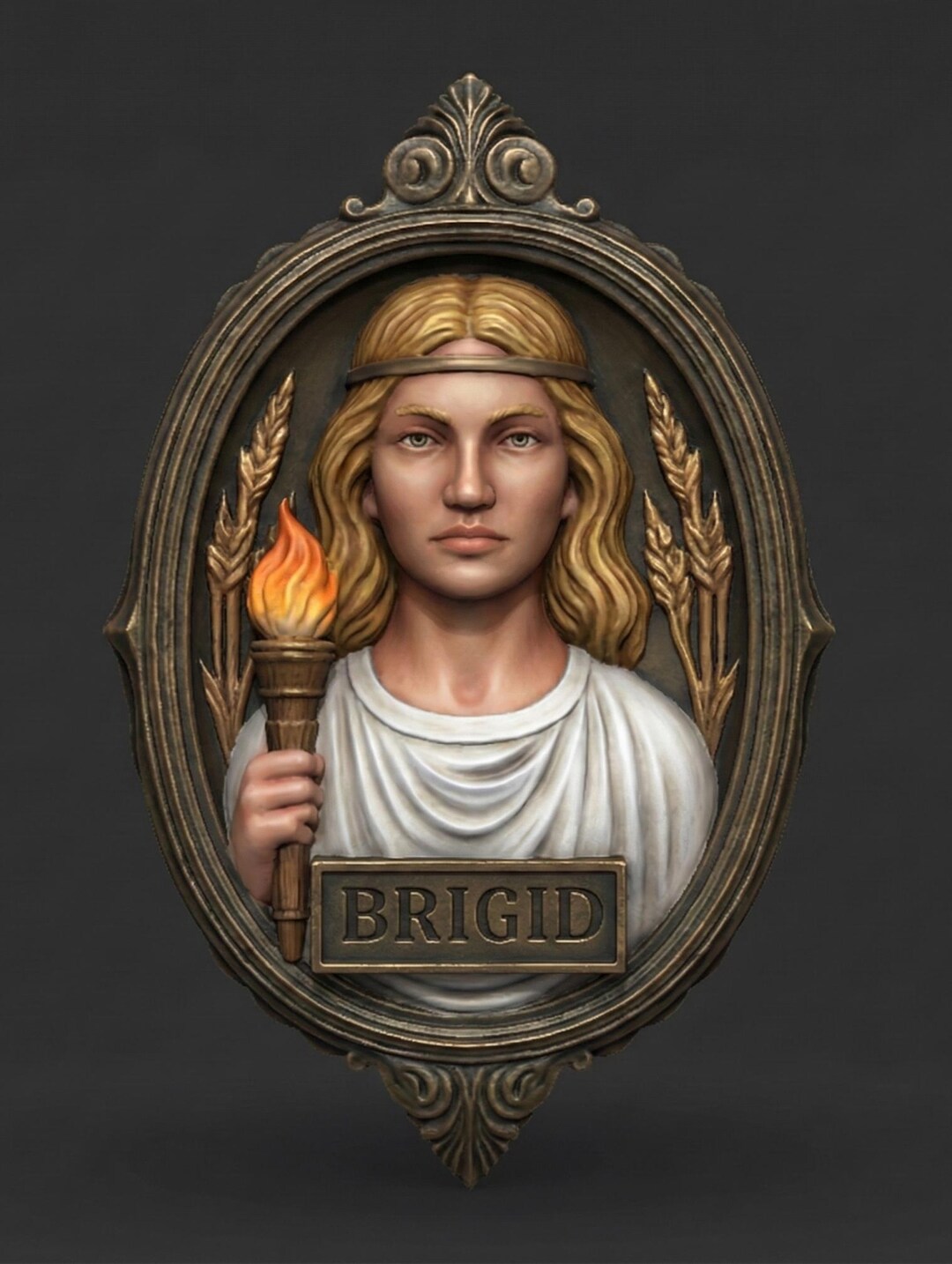 Brigid Wall Decor STL File | Celtic Goddess 3D Relief | Pagan Fire ...