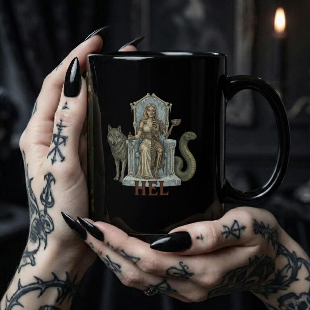 Hel Goddess Mug | Norse Underworld Deity Illustration Coffee Cup - Etsy