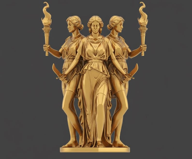 Classic Hecate Goddess Statue STL – 3D Printable Greek Deity Sculpture ...