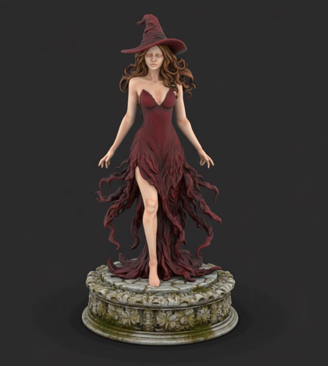 Fire Witch Statue STL – 3D Printable Mythical Fire Sorceress – Magic ...