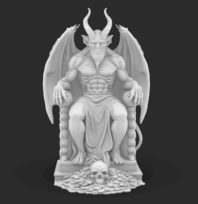 Mammon on Throne Statue STL File – 3D Printable Demon of Wealth and ...