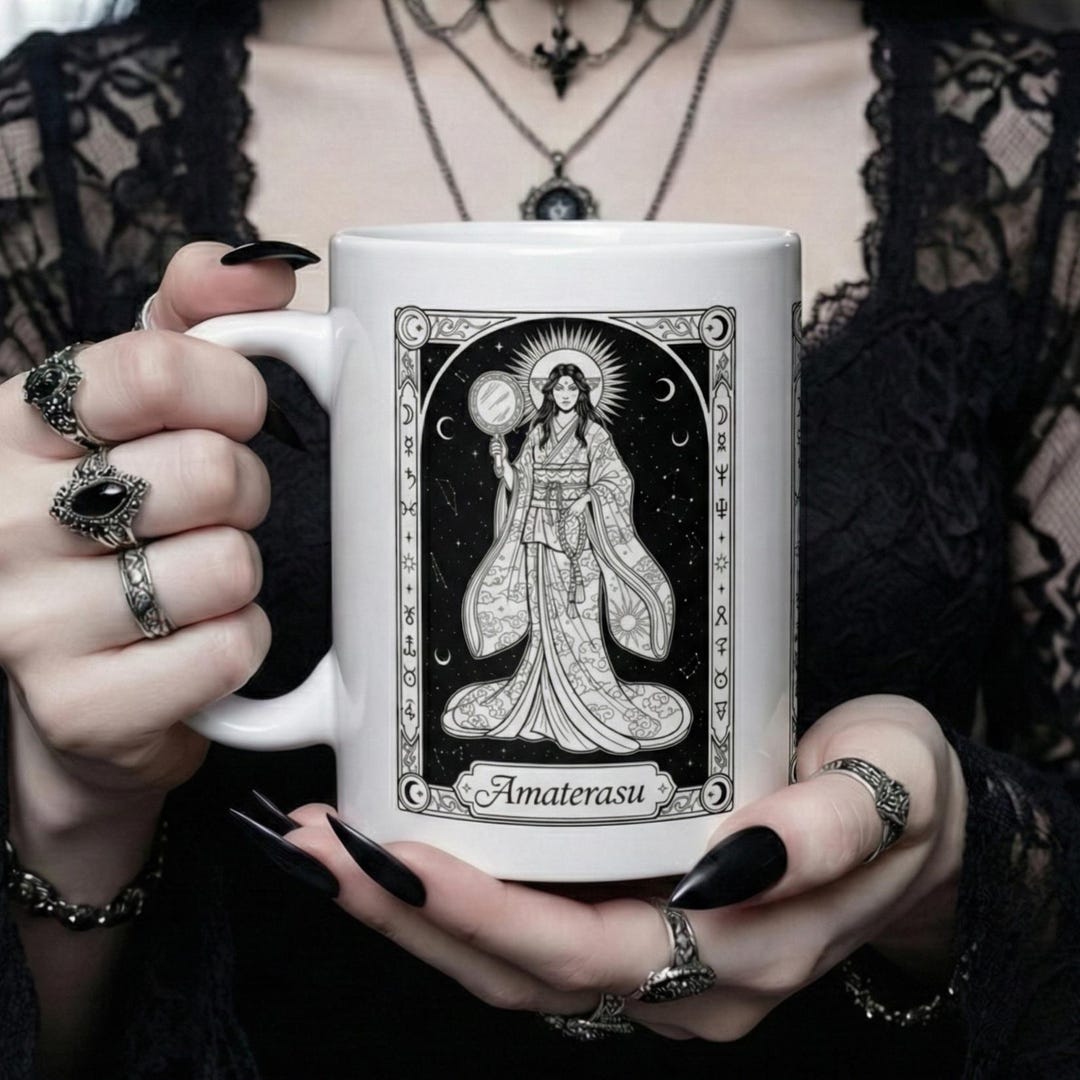 Amaterasu Tarot Card Mug, Japanese Sun Goddess Cup, Shinto Mythology ...