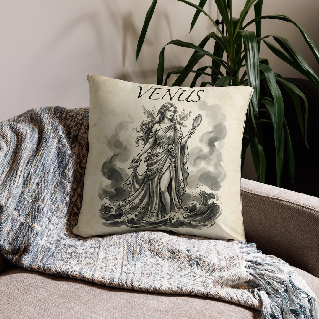 Venus Goddess of Love Pillow Ink Wash Art Cushion Roman Mythology Decor ...