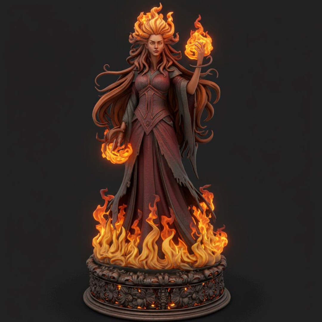 Fire Witch Statue STL File | 3D Printable Sorceress Sculpture ...
