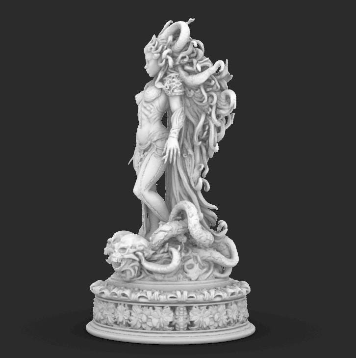 Medusa Statue STL – 3D Printable Mythological Gorgon Sculpture ...