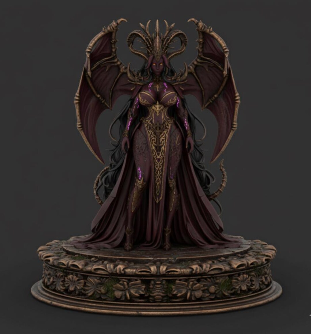 Lilith Goddess Statue STL File | 3D Printable Voluptuous Dark Deity ...