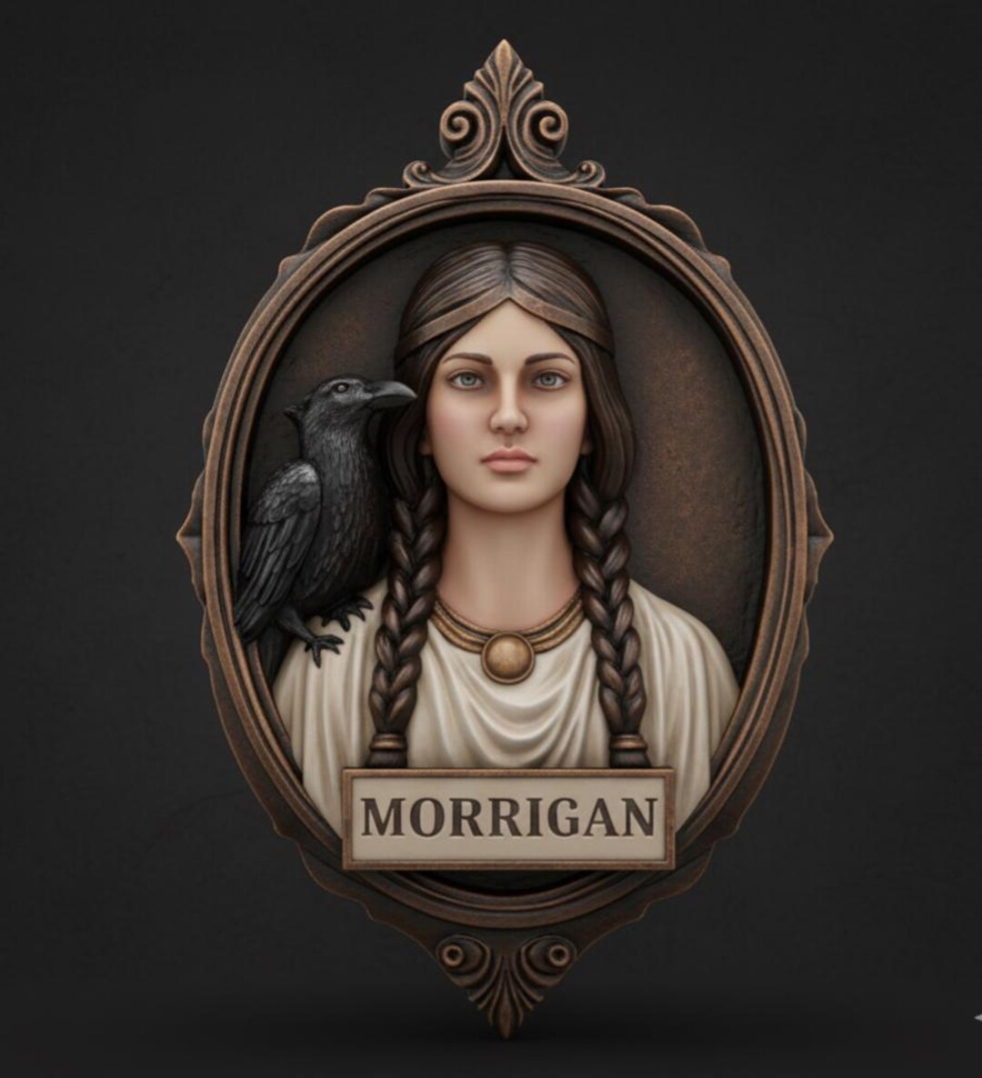 Morrigan Wall Decor STL File | Celtic War Goddess 3D Relief | Raven ...