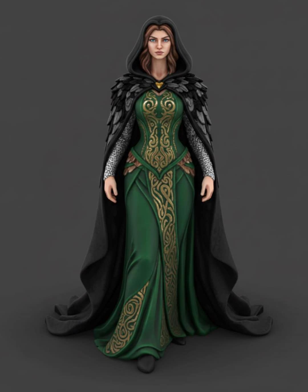 Morrigan Goddess Statue STL | Feathered Cloak Celtic Deity 3D Model ...