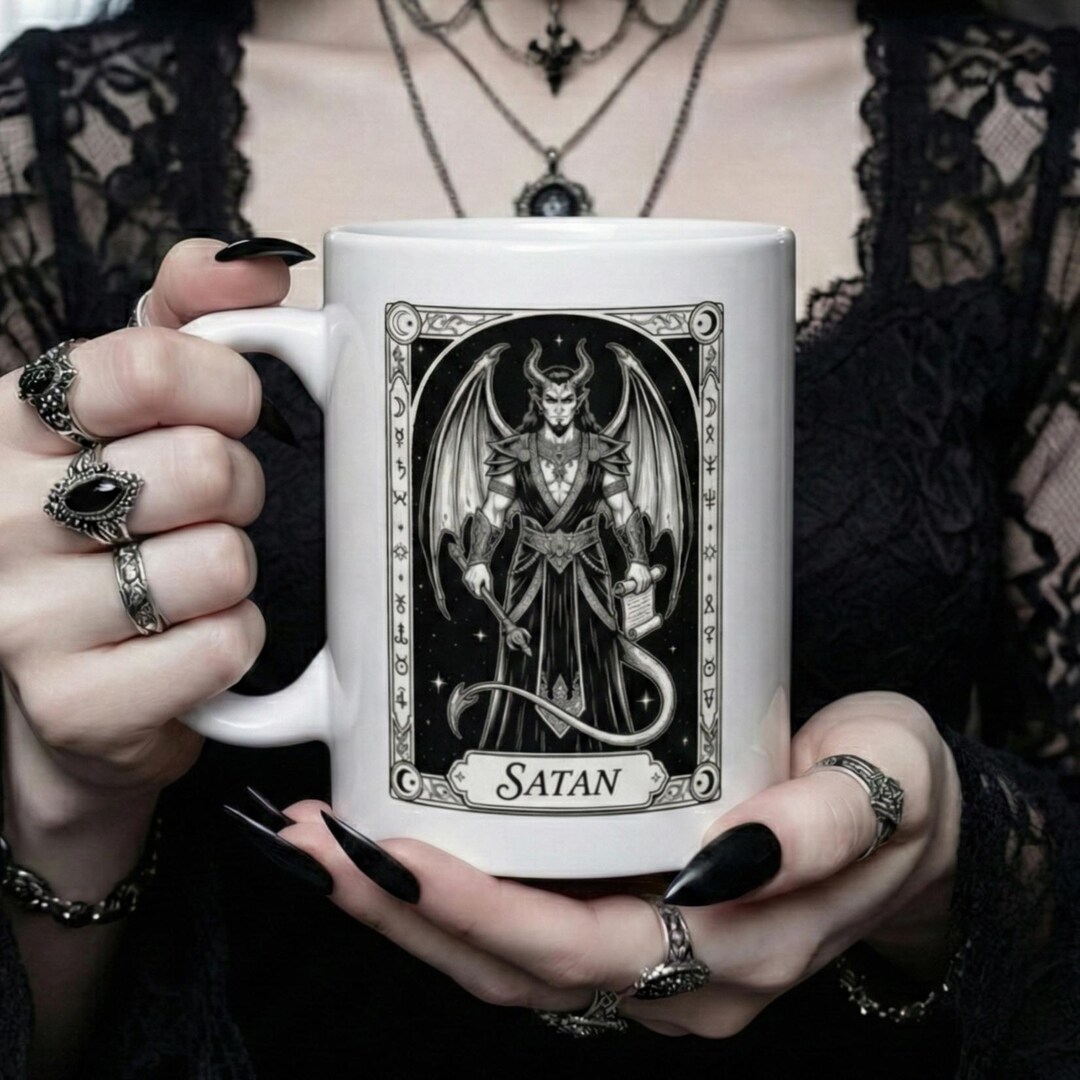 The Devil Tarot Card Mug, Satan Aesthetic Coffee Cup, Occult Gothic ...