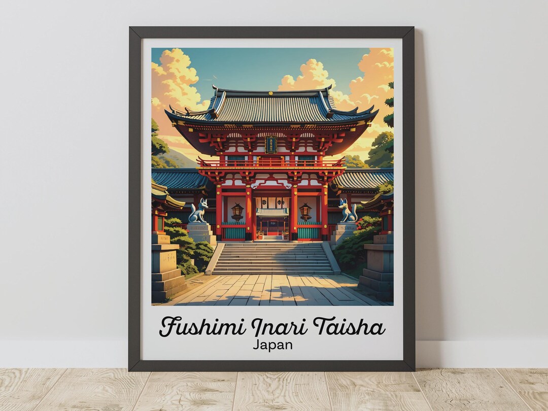 Fushimi Inari Taisha Print, Kyoto Shrine Wall Art, Vintage Torii Gate ...