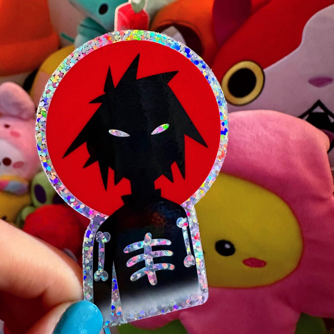 Spooky Skeleton 2D Gorillaz - Holographic Glitter Sticker, Unique Vinyl Art, Perfect for ...
