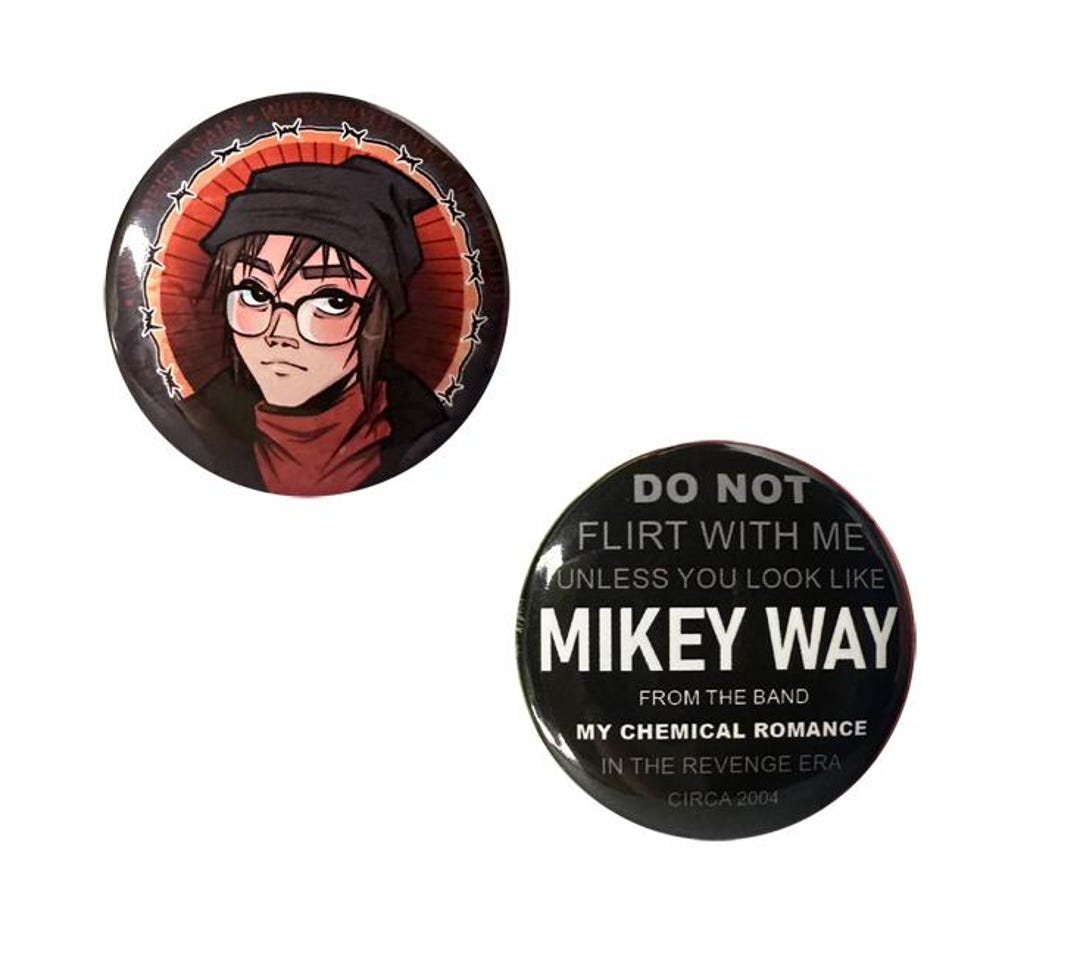 Mikey Way My Chemical Romance Buttons | MCR Fan Art Pins | Gifts for Music Fans | Three Cheers ...