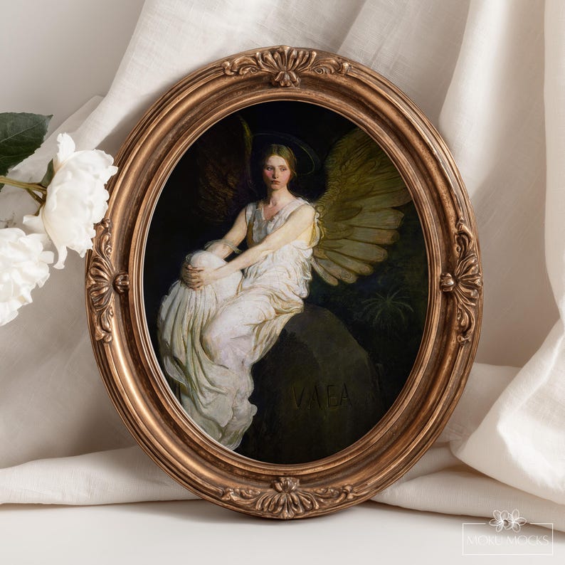 4x5 Oval Wood Frame Mockup, Vintage Romantic Wall Art Display, PSD ...