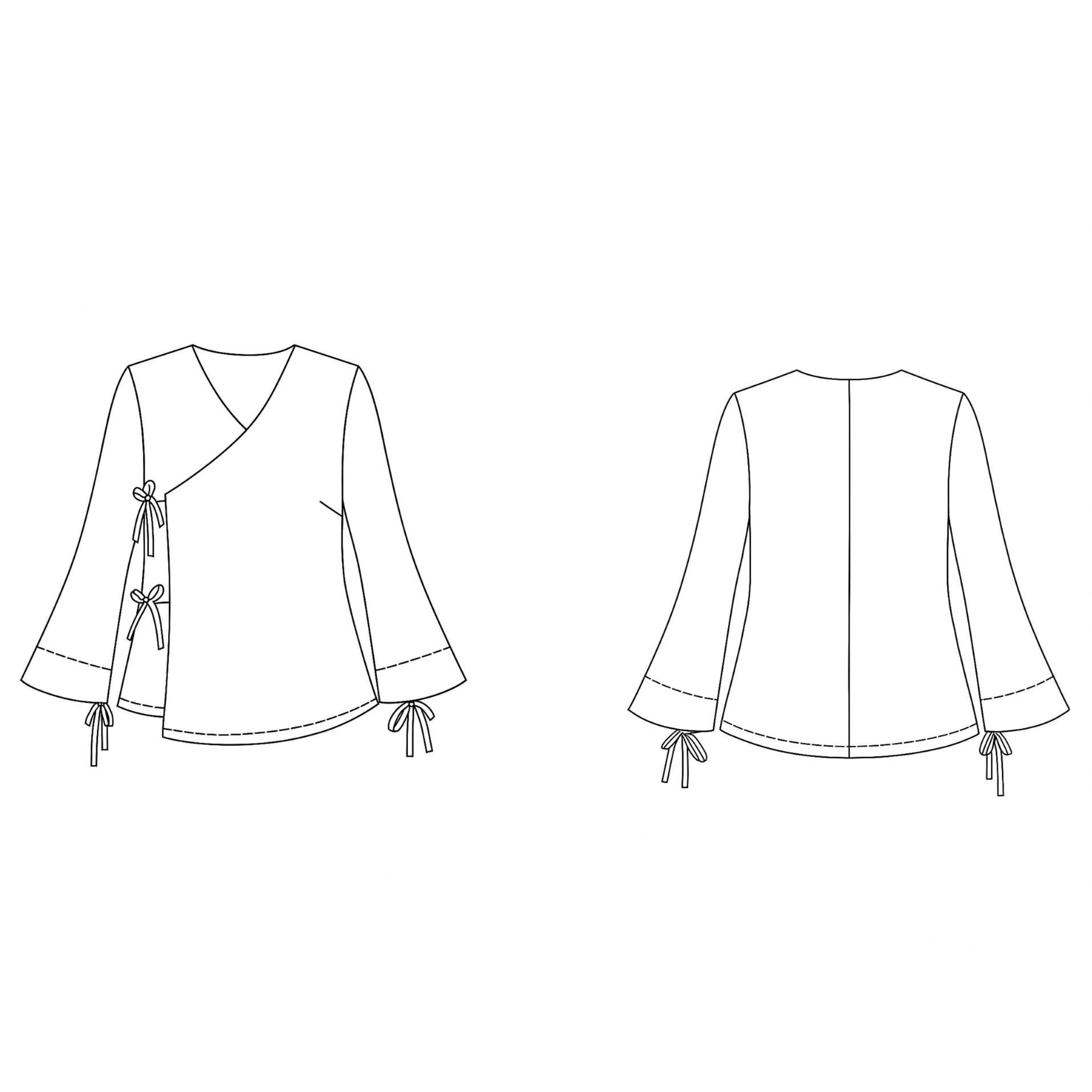 Tie Front Blouse Sewing Pattern PDF / Asymmetrical Top Pattern ...