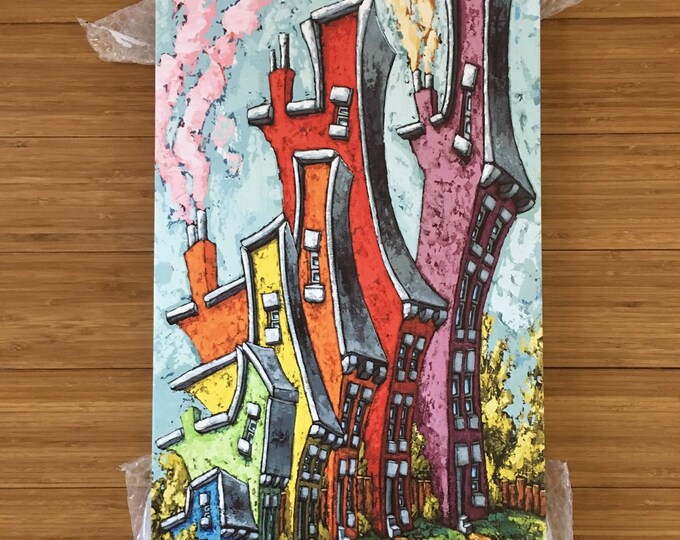 Rainbow House 12x24 Canvas Print Signed Maydak - Etsy