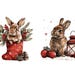 Christmas Bunny Clipart Set, Cute Watercolor Rabbits With Gifts ...