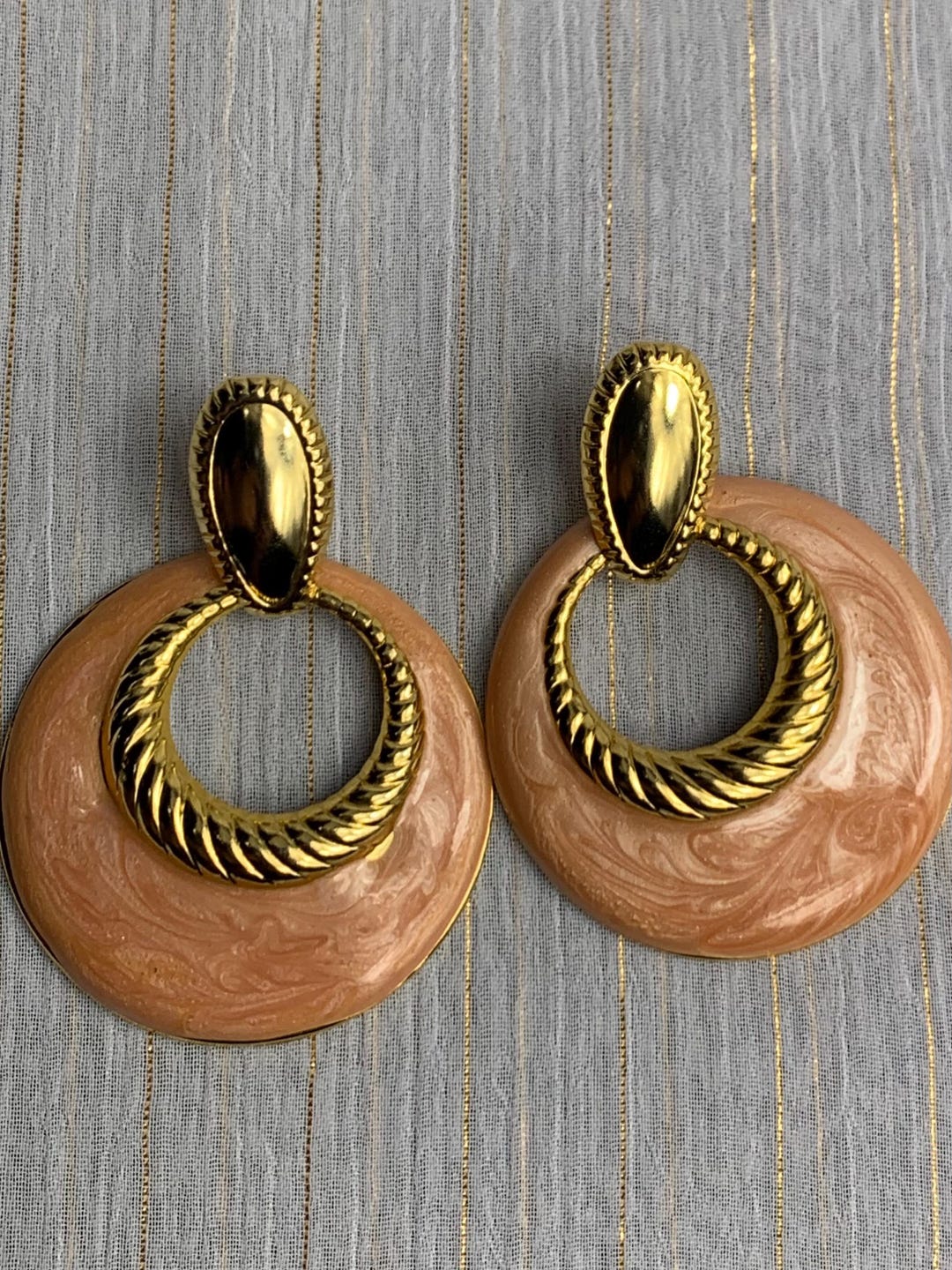 Swirled Light Pink & Gold Statement Earrings – Bold Drop Studs ...