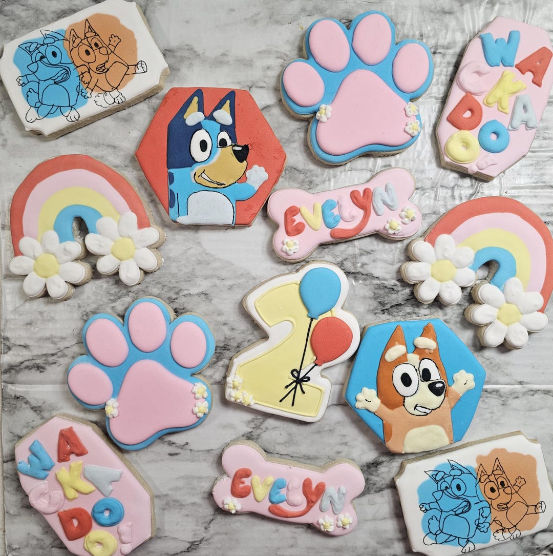 Bluey Cookies-royal Icing Cookies - Etsy