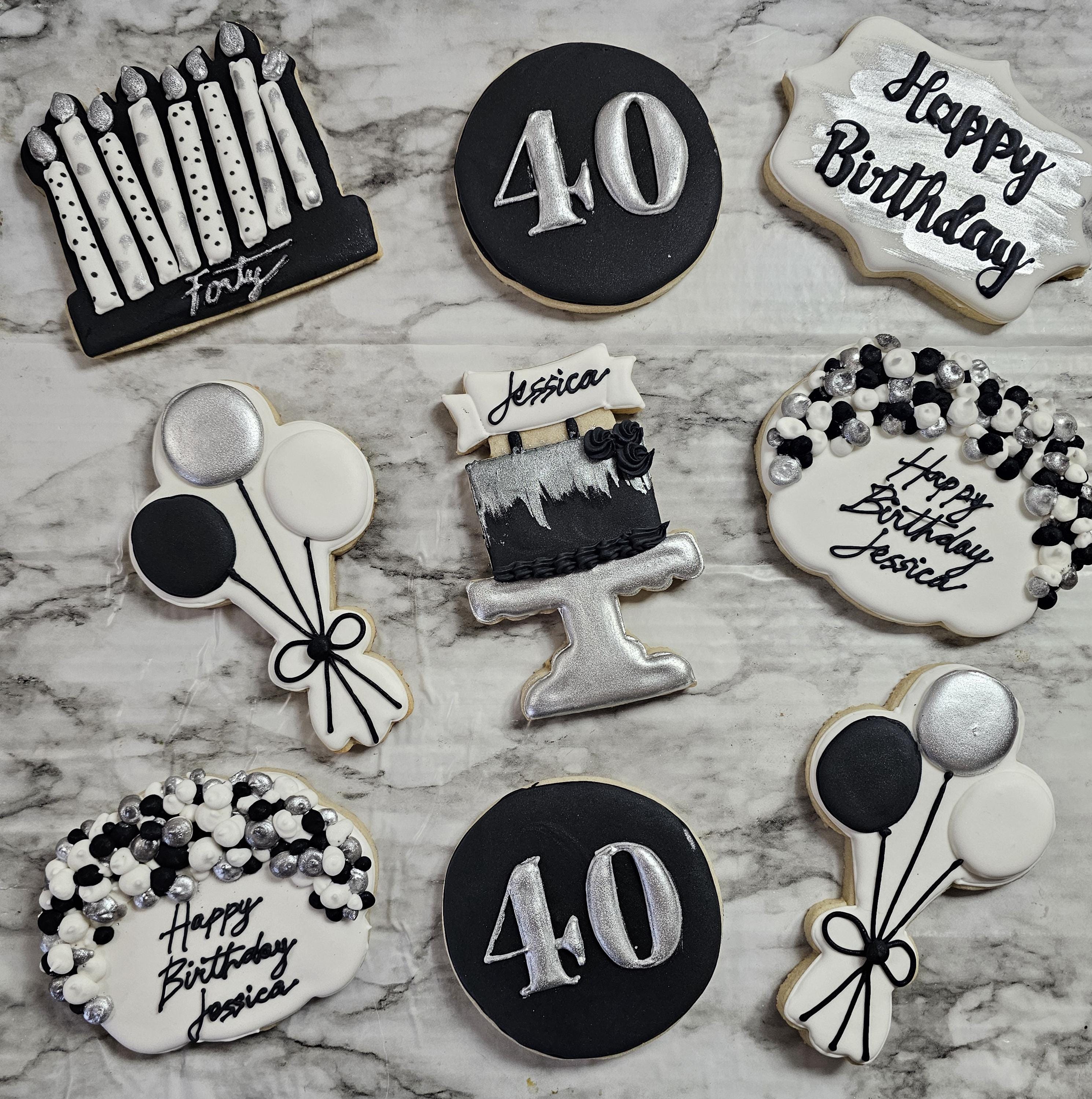 Birthday Black and Gold/silver- Royal Icing Cookies - Etsy