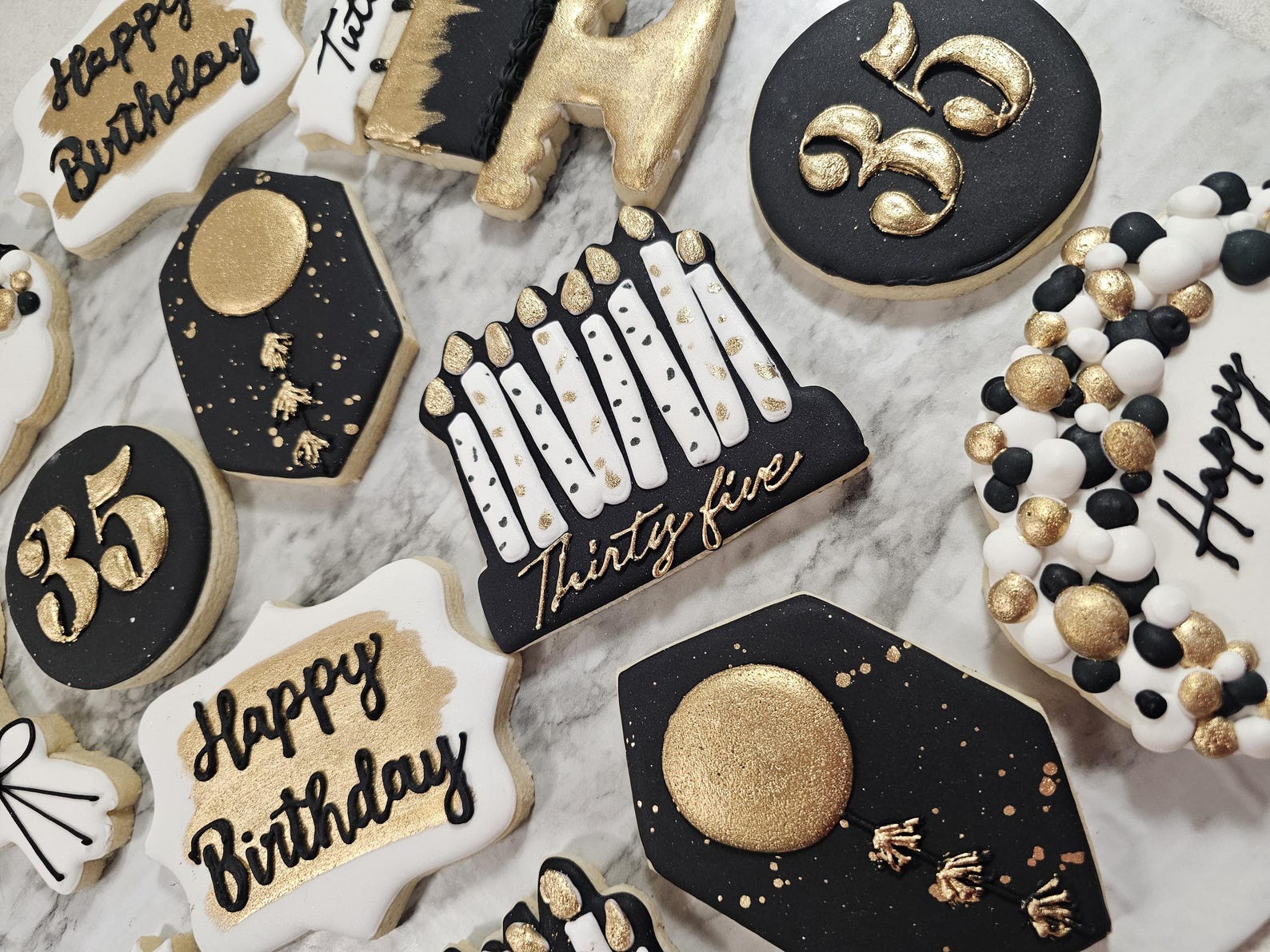 Birthday Black and Gold or Silver- Royal Icing Cookies - Etsy