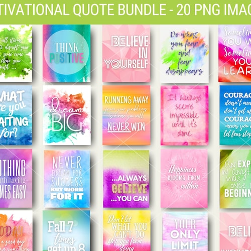 Inspirational Quotes Watercolor Art Bundle Set of 20 - Etsy