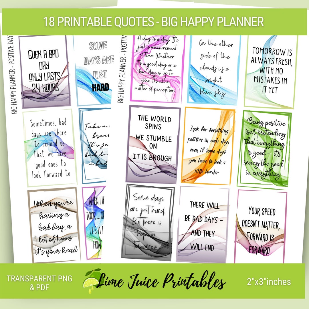 Motivational Planner Quotes: Big Happy Planner Inserts (transparent PNG ...