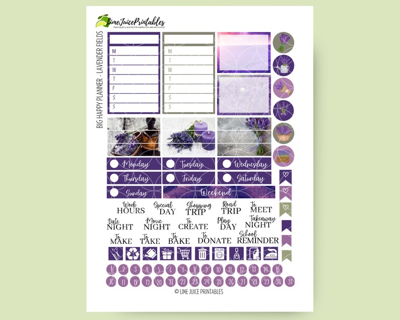 Printable Big Happy Planner Stickers |week Kit|floral Stickers ...