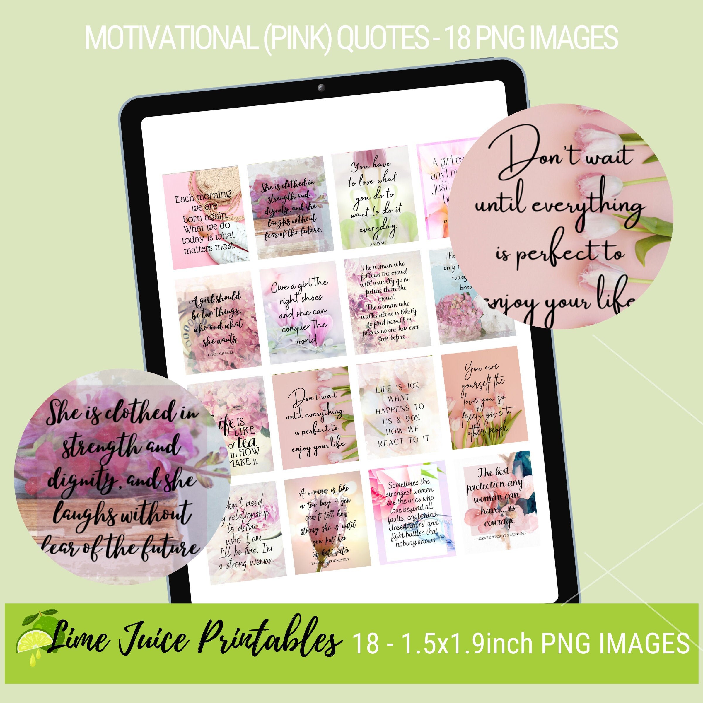 18 Digital Planner Motivational Quotes Goodnotes Planner Stickers ...