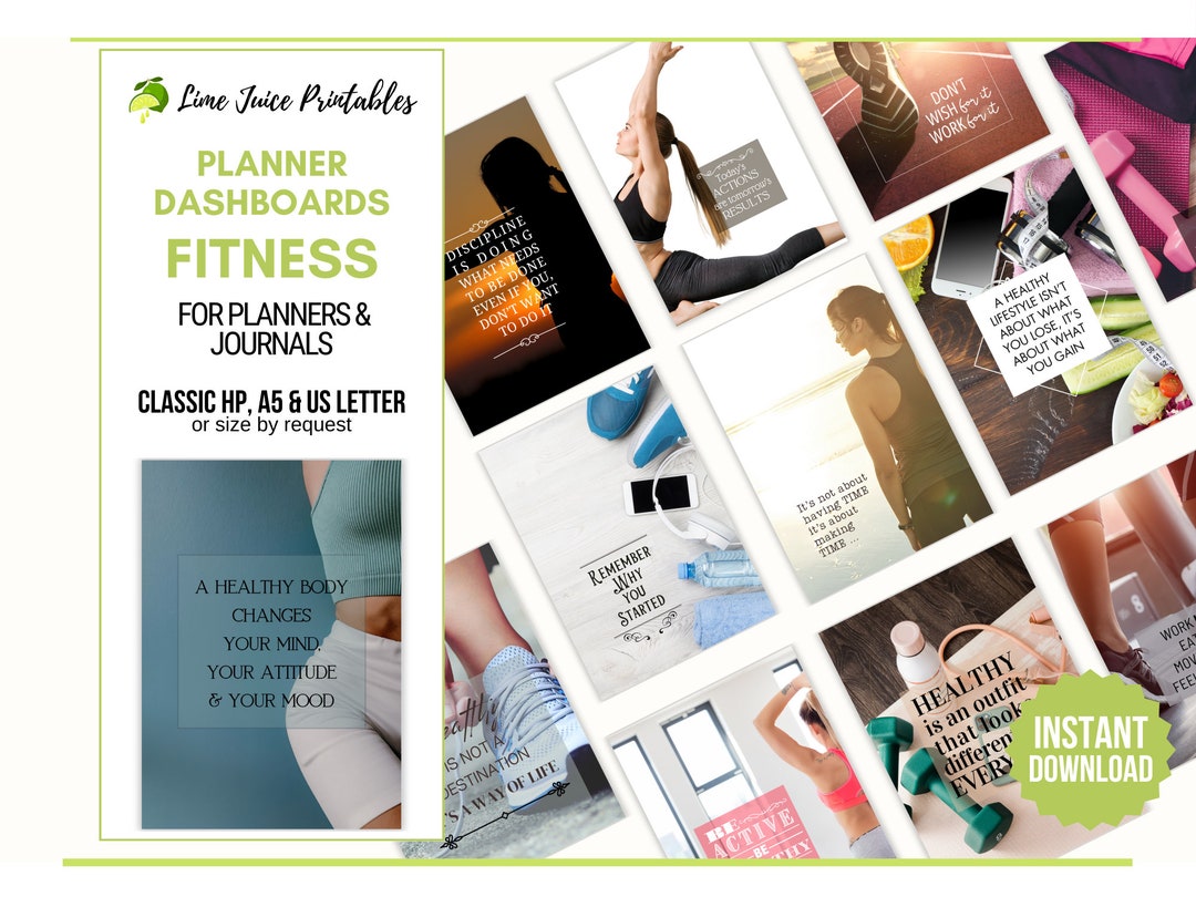 Fitness Dashboard Quotes: Printable Planner Inserts (US Letter, A5) - Etsy