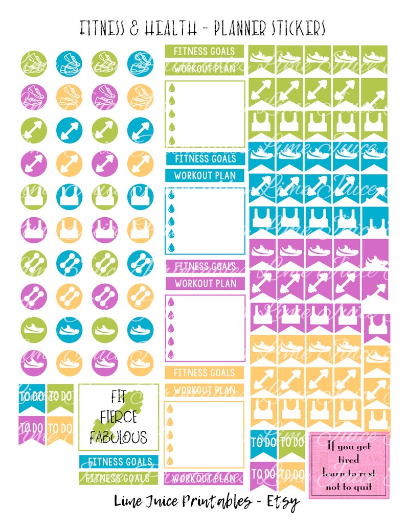 FITNESS-WORKOUT Stickers Printable Planner Stickers Planner | Etsy