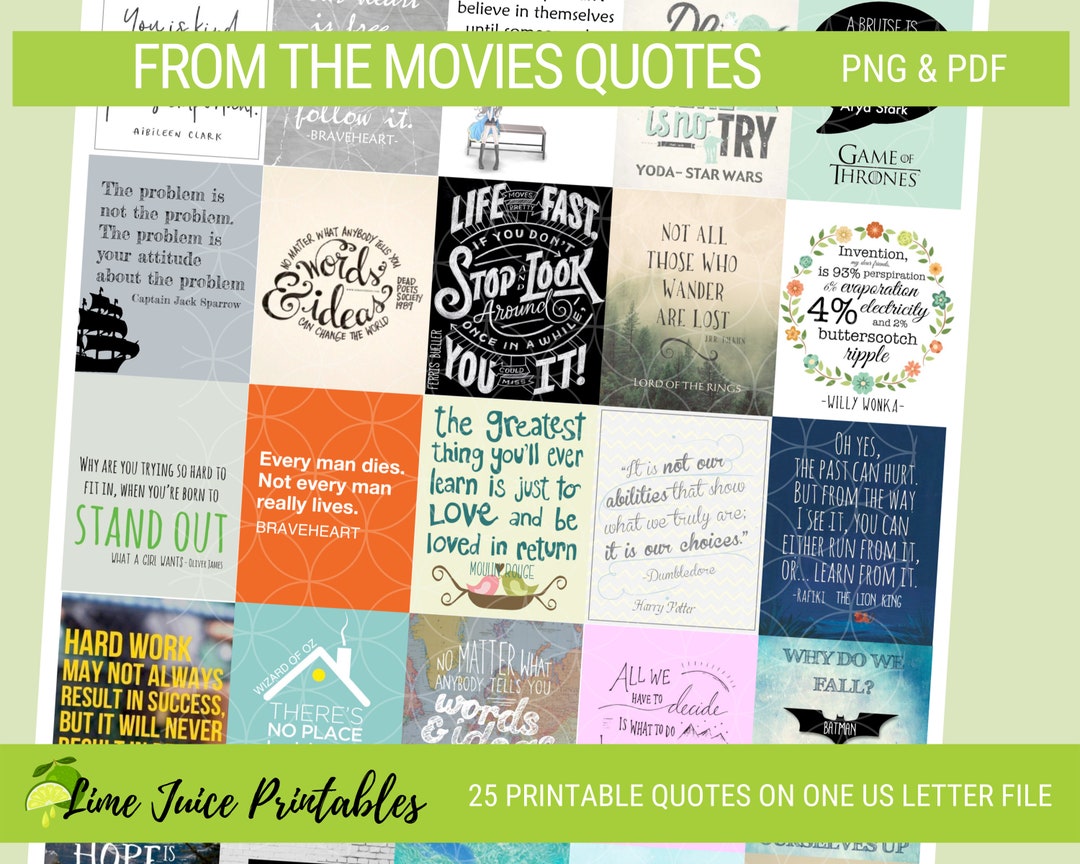 MOVIE Quotes|printable Planner Quotes | Quote Stickers|printable ...