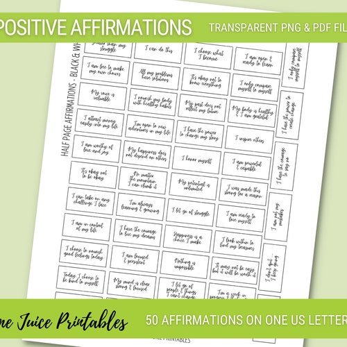 Printable POSITIVE AFFIRMATIONS Digital Inspirational-planner - Etsy