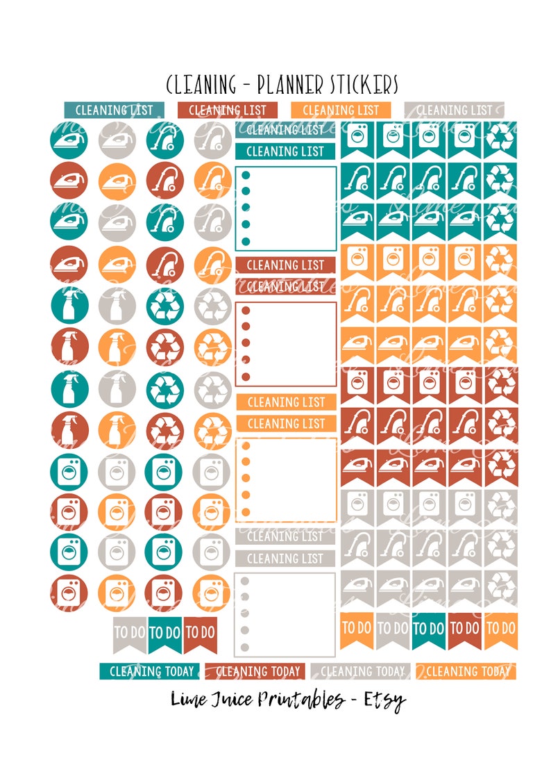 Printable CLEANING STICKERS & QUOTES for Planners, Weekly Planner Kit ...