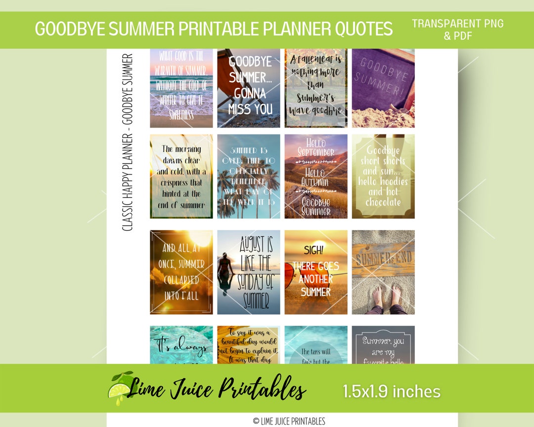 GOODBYE SUMMER Printable Planner Quotes, Summer, Fall, Quotes About End ...