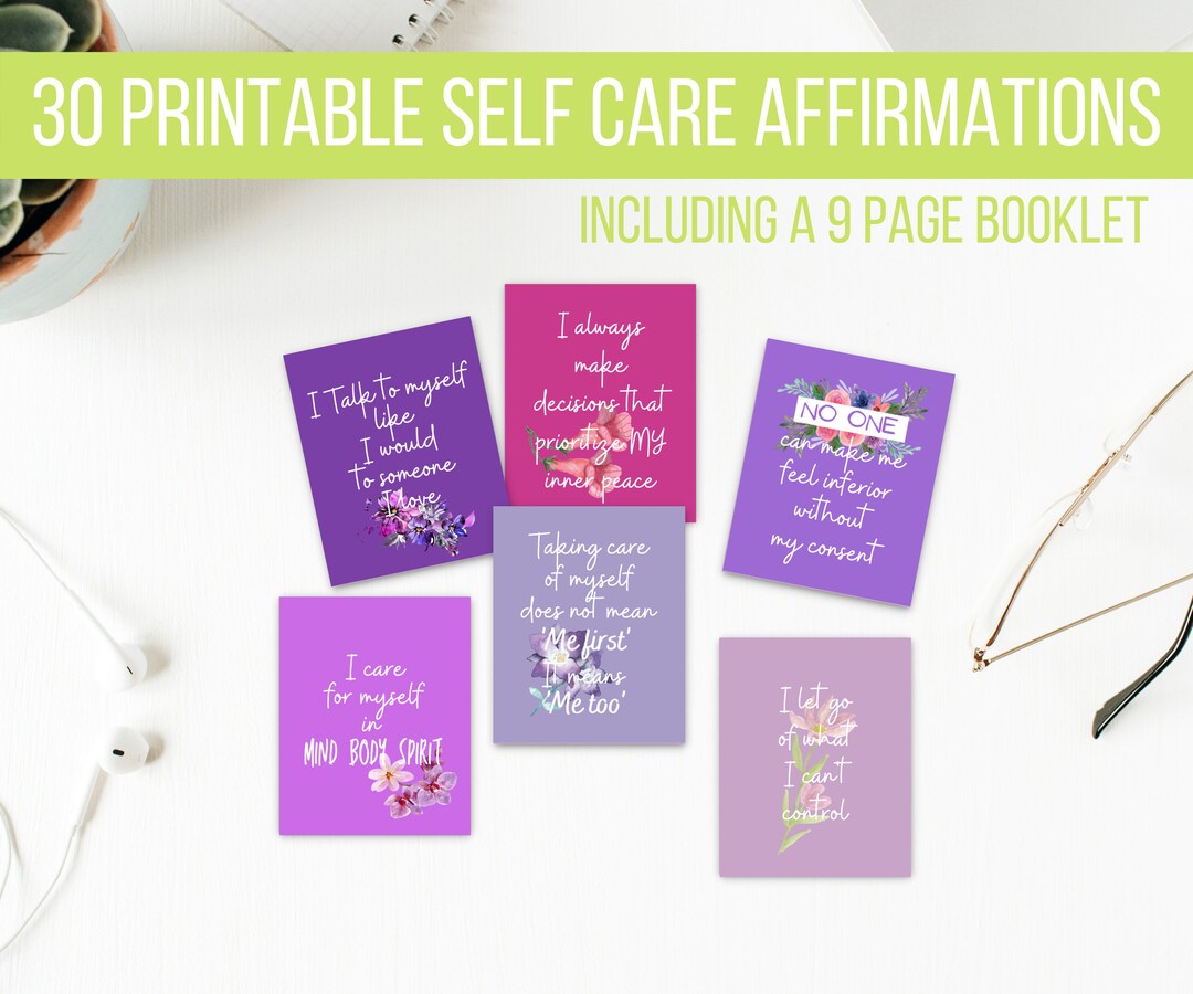 Self Care Affirmation Cards: 30 Printable Motivational Cards (digital ...