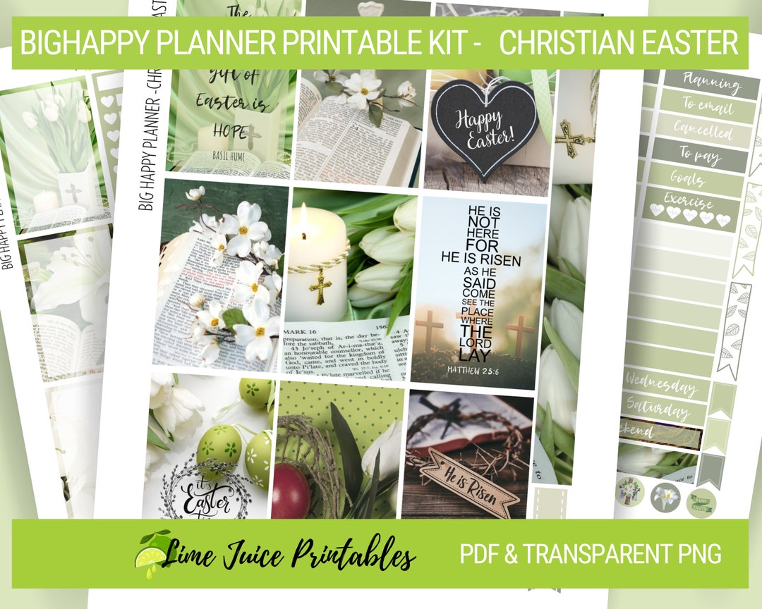 Christian Easter Planner Stickers Kit: Big Happy Planner (printable PDF ...